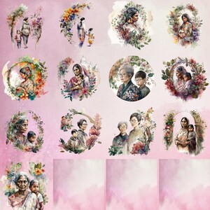 Mothers Day Clipart Mothers Day Watercolour Clip Art Digital - Etsy