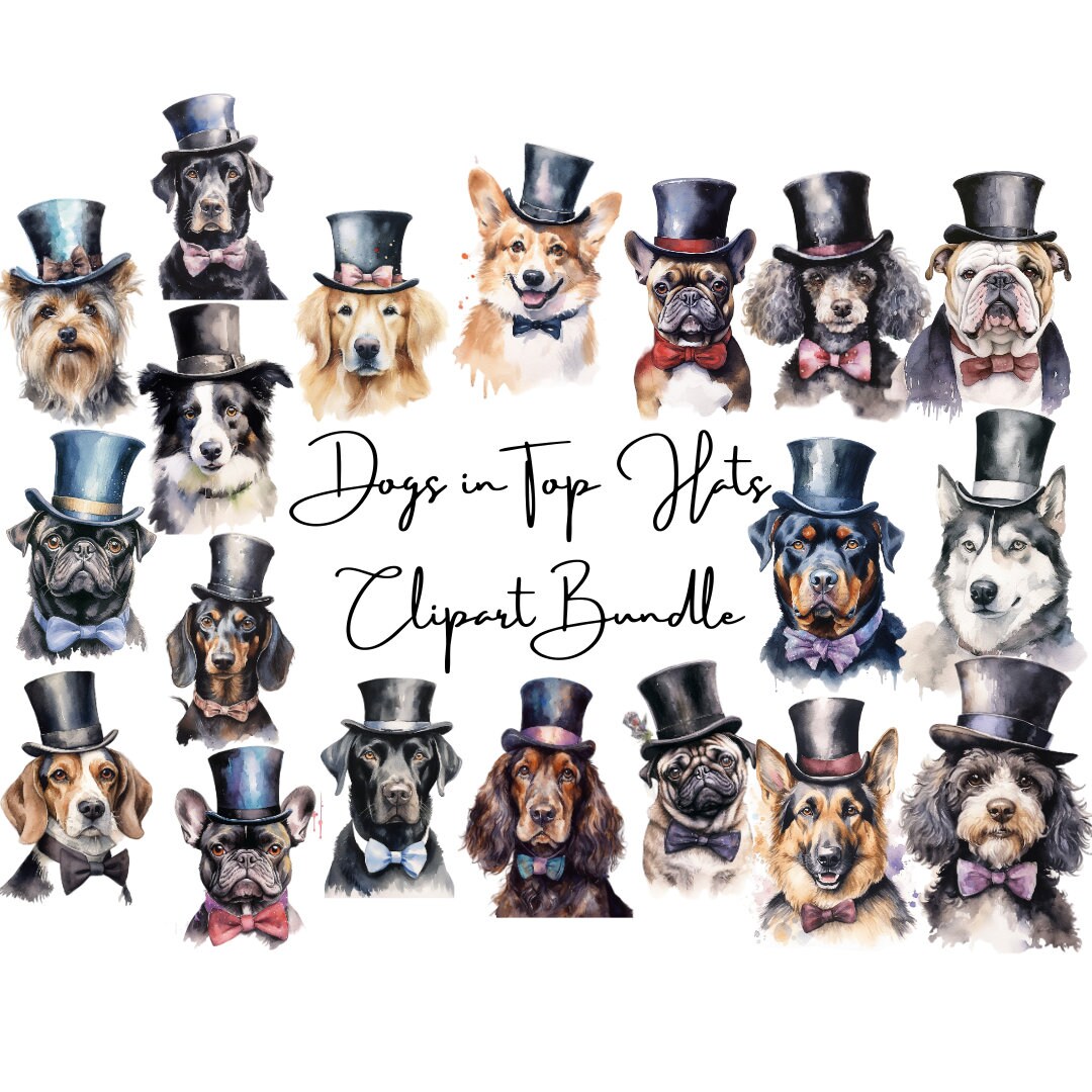 Dogs Clip Art Pets Clip Art Dogs in Top Hats Clip Art Bundle Pets Png ...