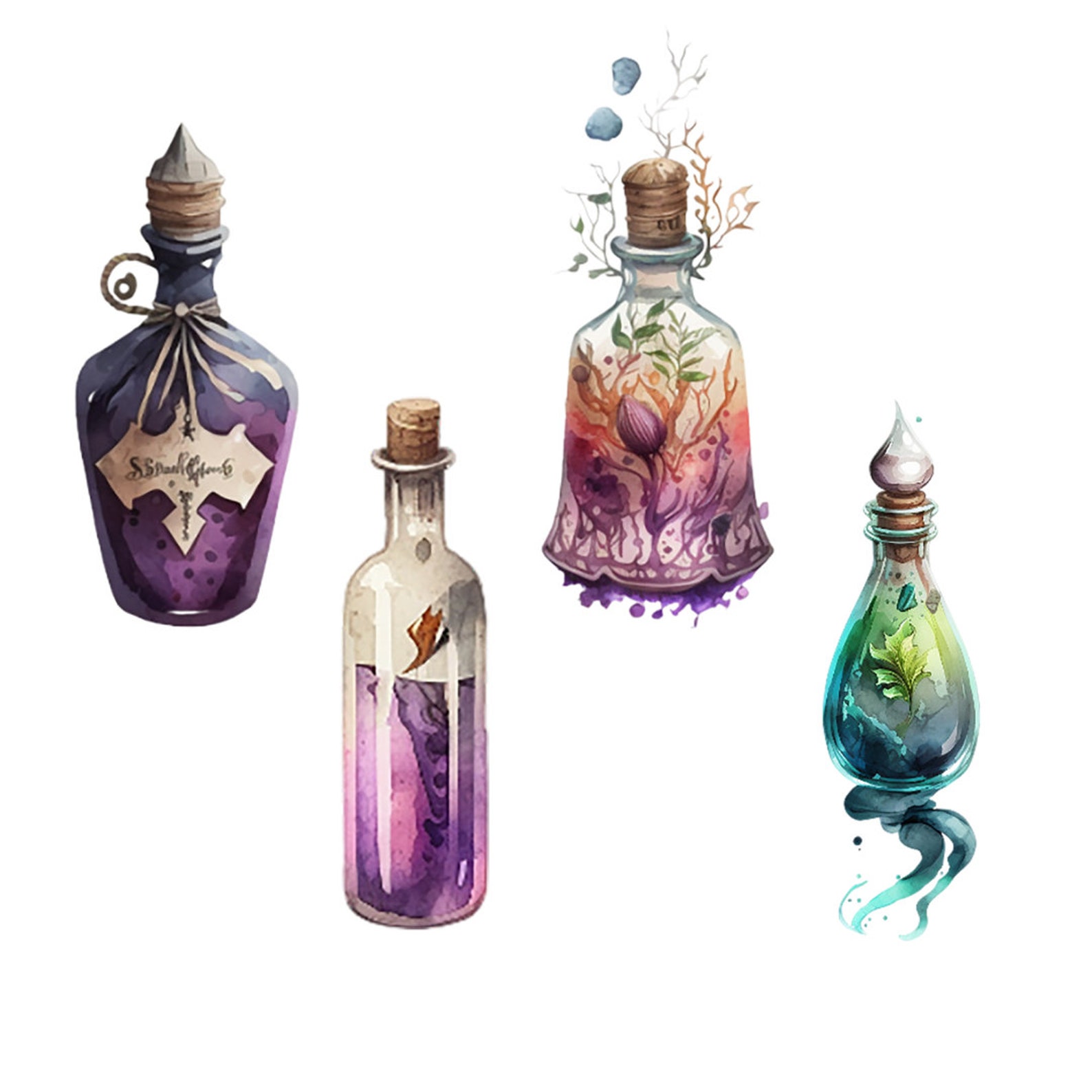 Fantasy Potion Clipart Bundle Commercial Use Witchcraft Clipart Wizard ...