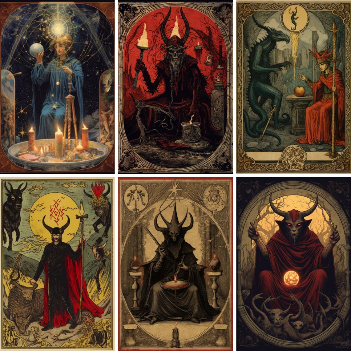 Fantasy Evil Magical Tarot Cards Depicting Mythical and Enchanted ...