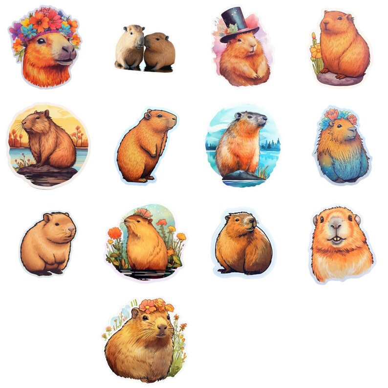 Capybara Clipart Capybara Stickers Cute Capybara Clipart Bundle Cute ...