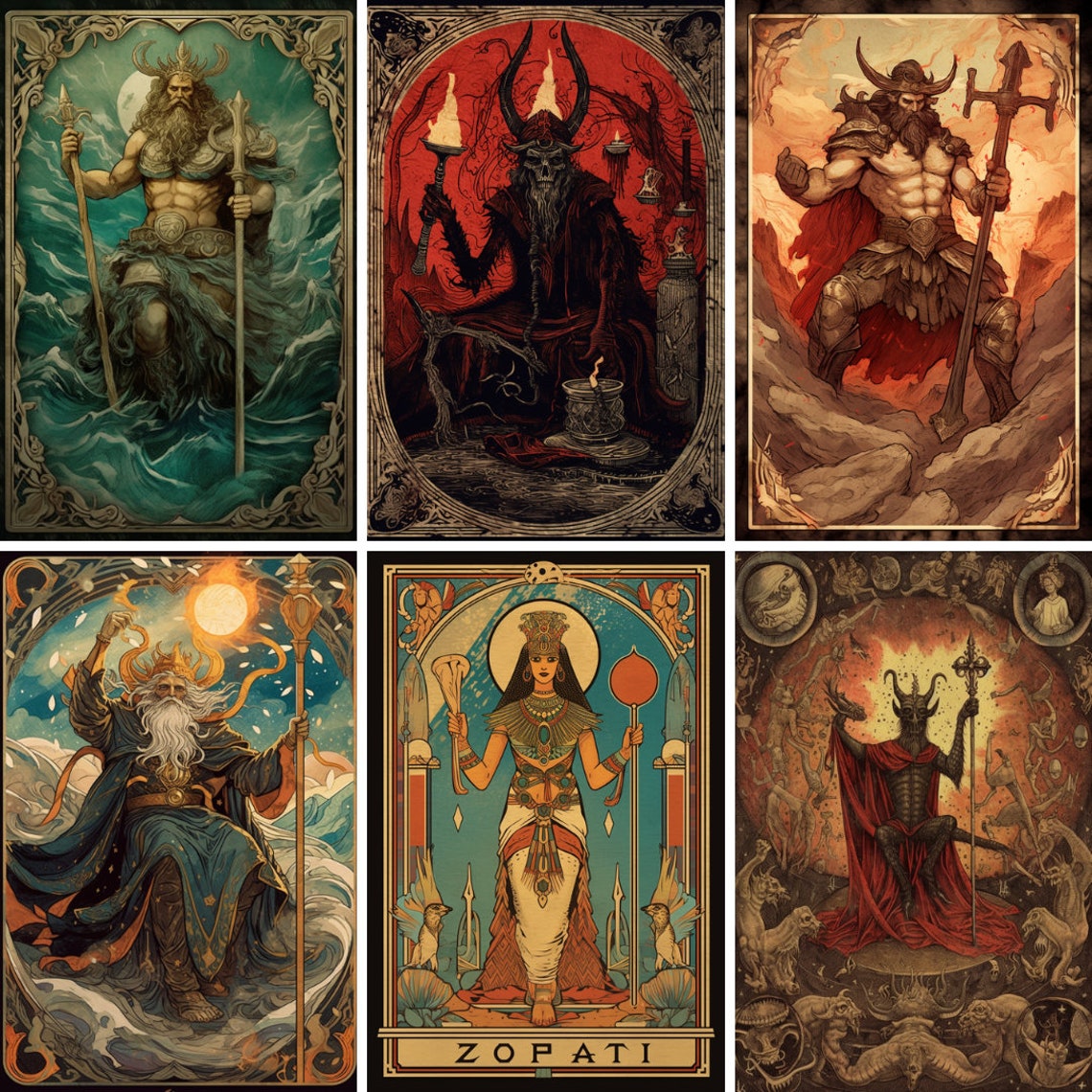 Fantasy Evil Magical Tarot Cards Depicting Mythical and Enchanted ...