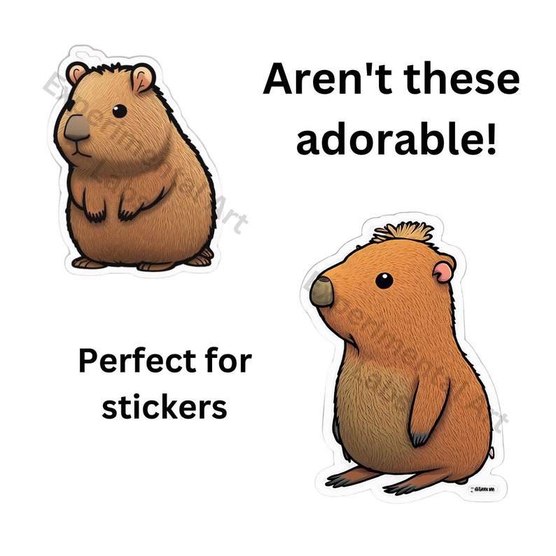 Capybara Clipart Capybara Stickers Cute Capybara Clipart Bundle Cute ...