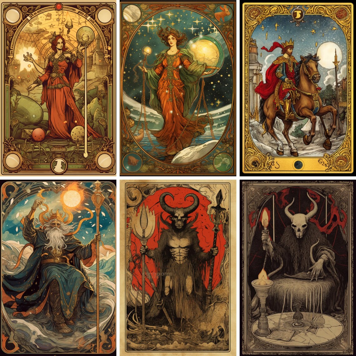 Fantasy Evil Magical Tarot Cards Depicting Mythical and Enchanted ...