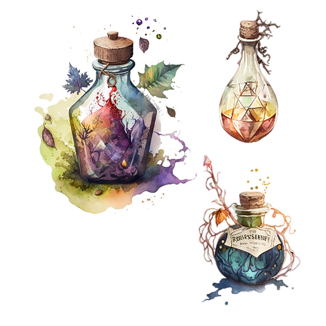 Fantasy Potion Clipart Bundle Commercial Use Witchcraft Clipart Wizard ...