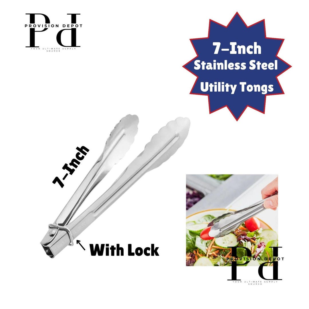 7" Heavy-duty Stainless Steel Utility Tongs / Small Kitchen ...