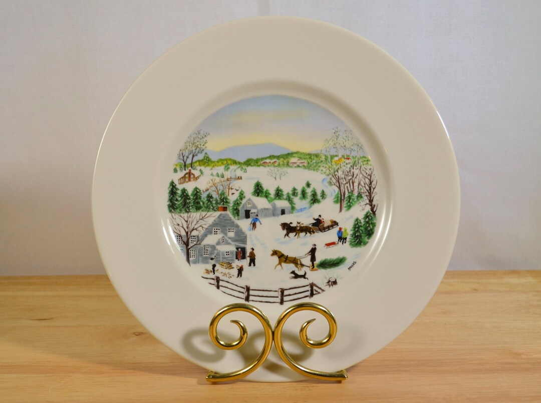 Grandma Moses Collector Plate and Stand Out for the Christmas Tree - Etsy