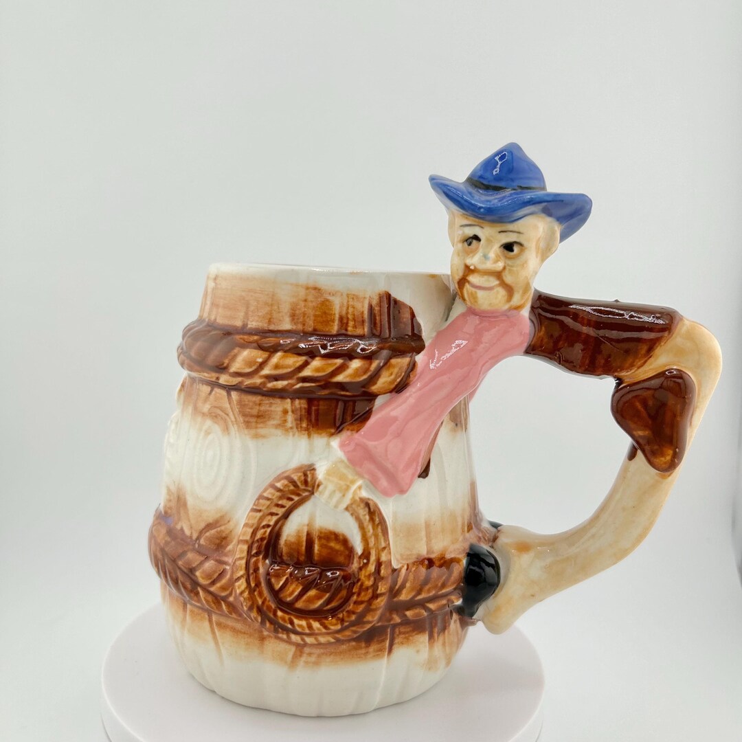 Vintage Cowboy Handle Barrel Shaped Mug - Etsy