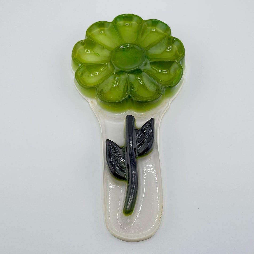 Vintage Green Daisy Lucite Flower Spoon Rest - Etsy