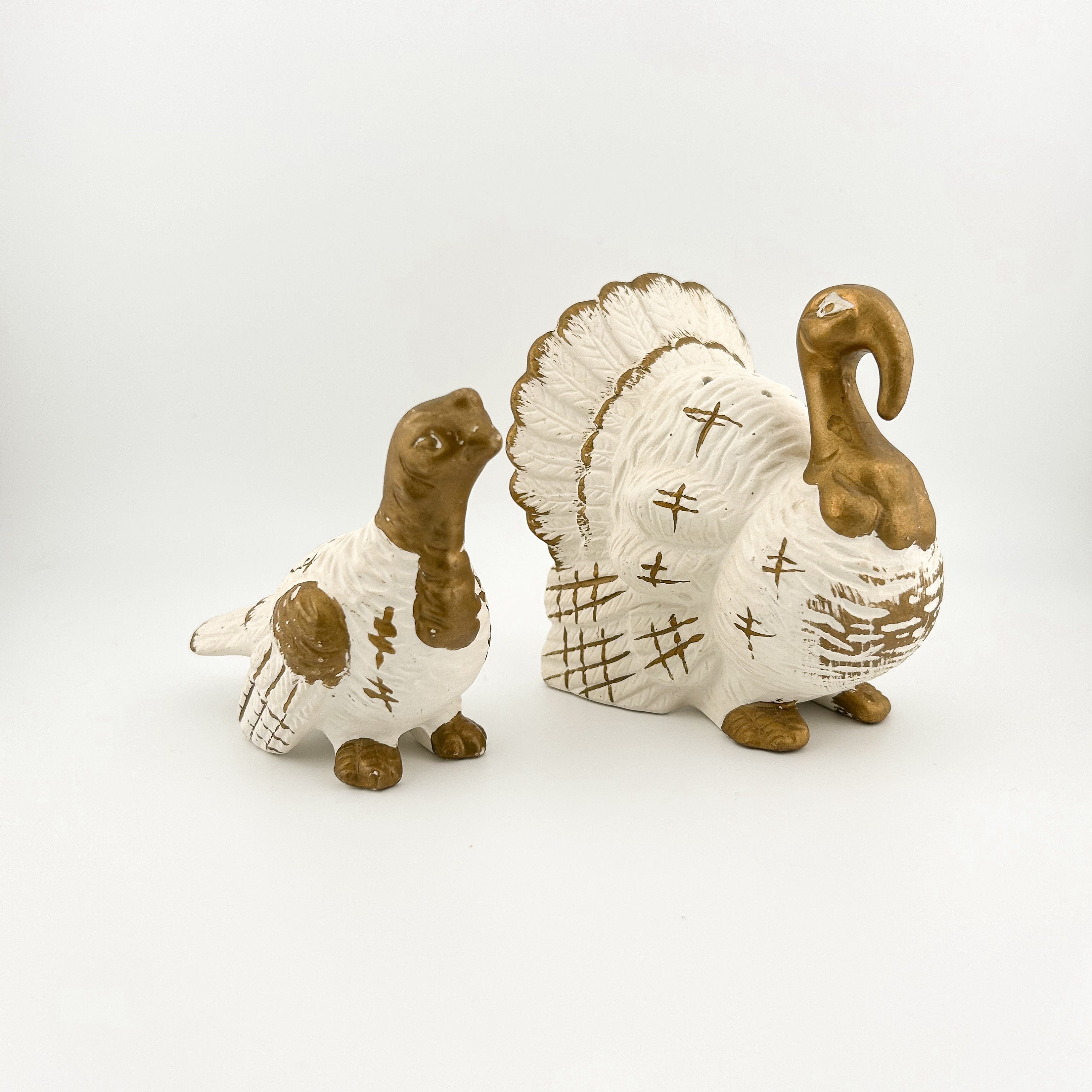 Lefton Gold and White Male and Female Turkey Vintage Salt and Pepper ...