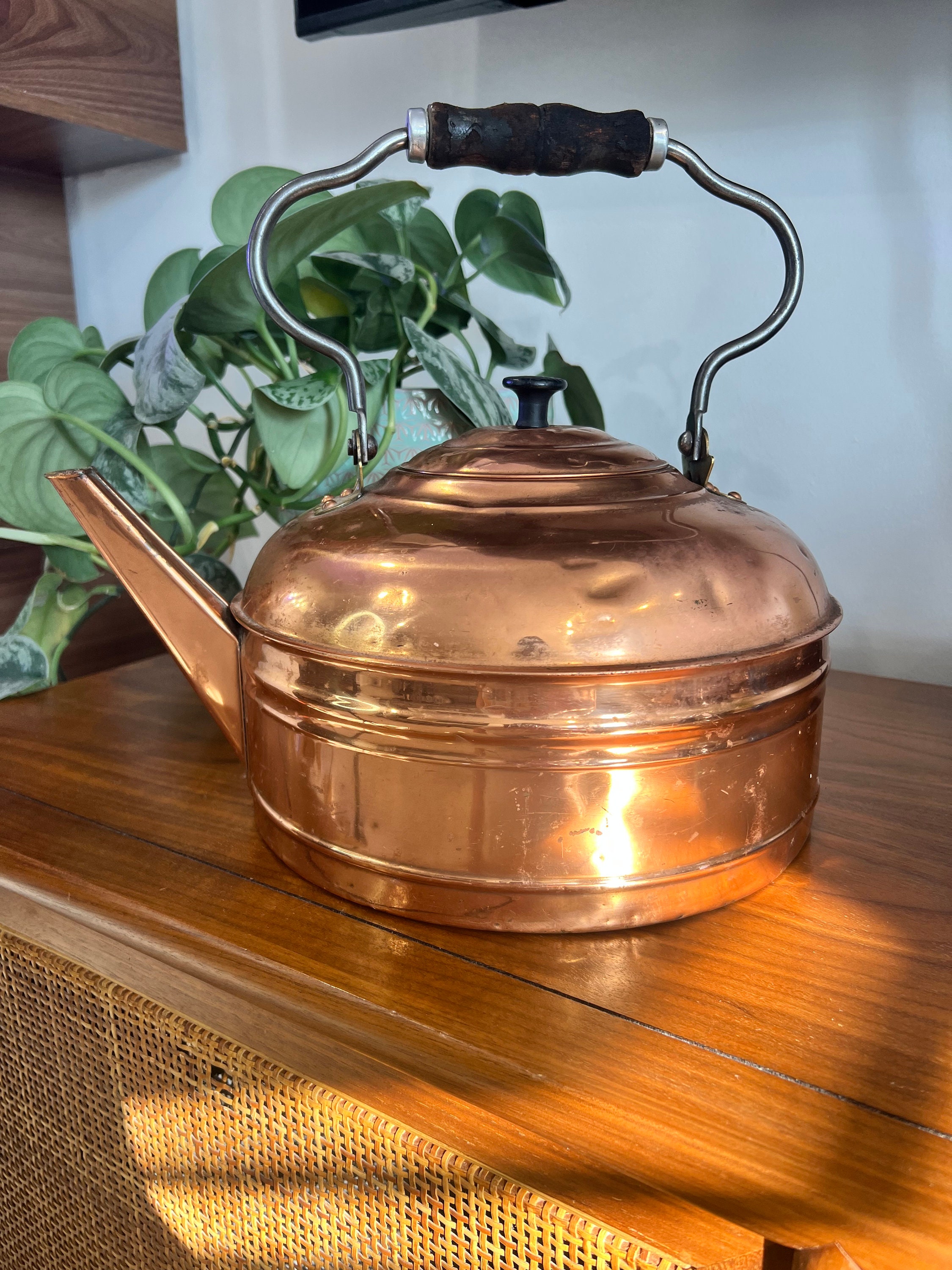 Vintage Large Copper and Brass Tea Kettle - Etsy