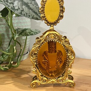 Victorian/ Hollywood Regency Amber and Brass Perfume Bottle - Etsy