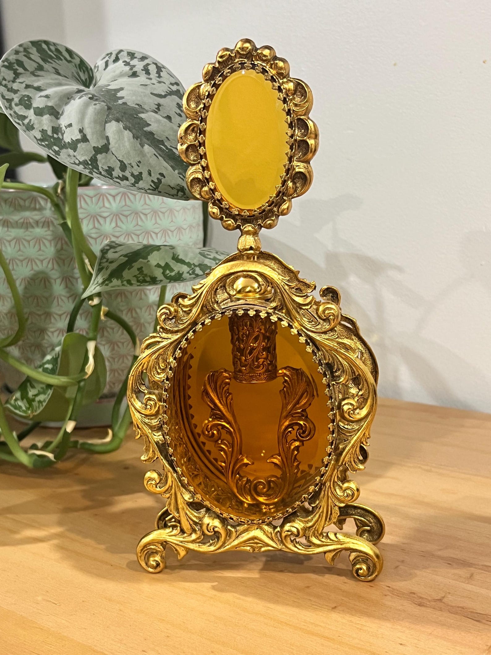 Victorian/ Hollywood Regency Amber and Brass Perfume Bottle - Etsy