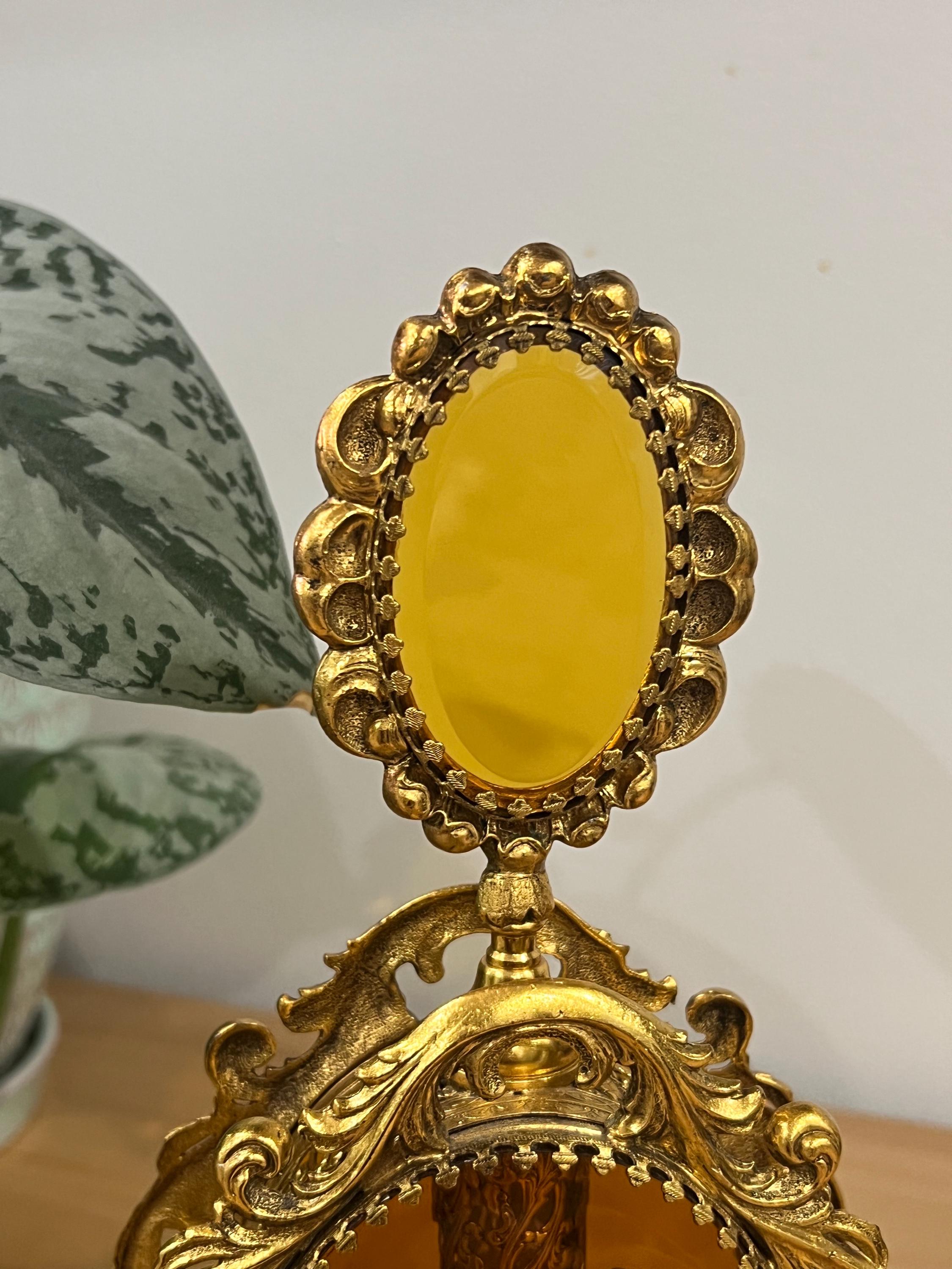 Victorian/ Hollywood Regency Amber and Brass Perfume Bottle - Etsy