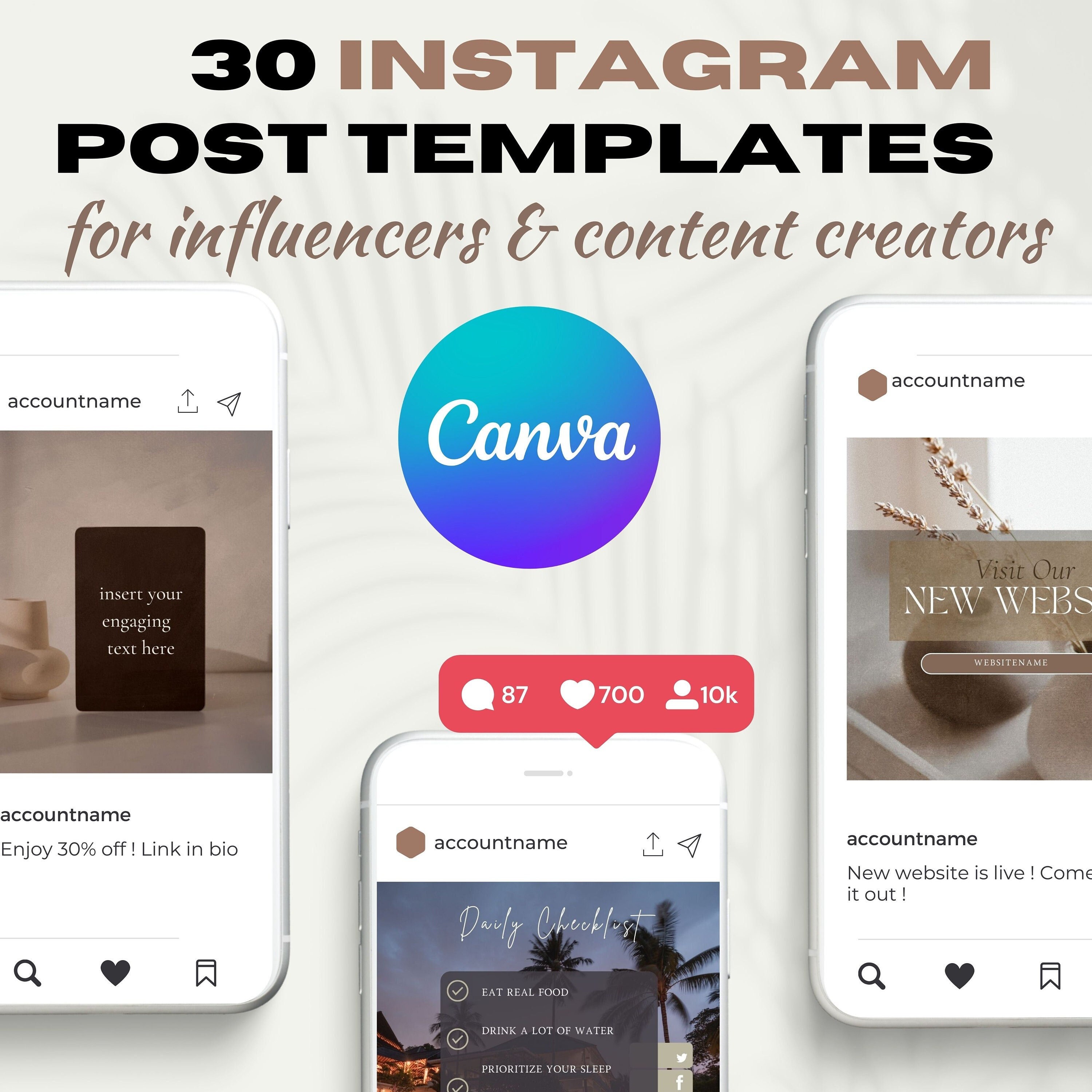 30 Instagram Post Templates for Influencer Small Business - Etsy