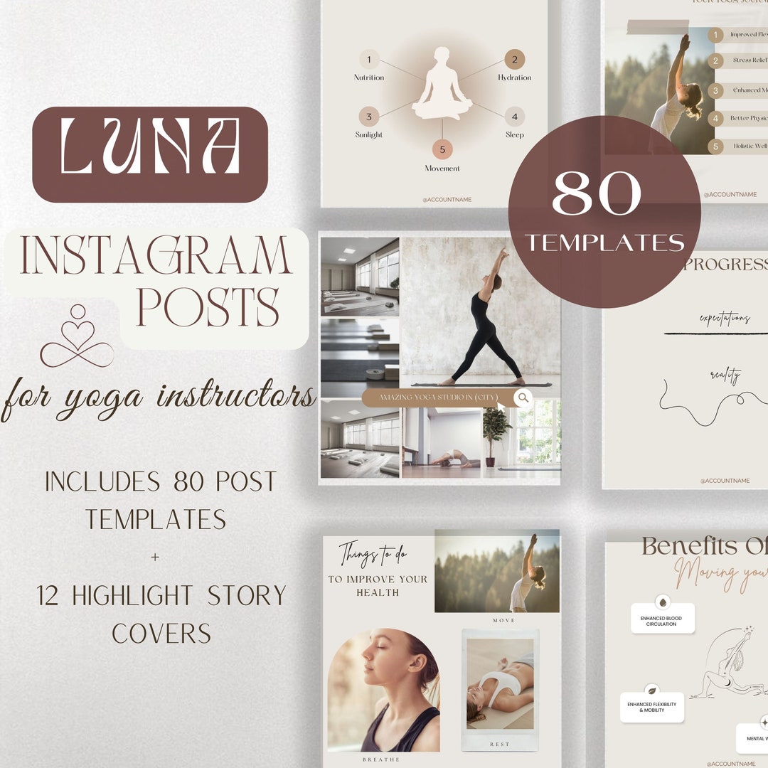 80 Yoga Instructors Instagram Templates Yoga Studio - Etsy