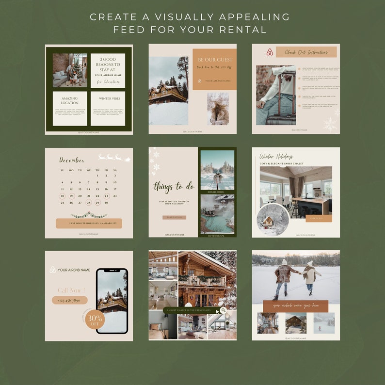 Luxury Cabin Instagram Templates | Lake House Social Media (canva) - Etsy
