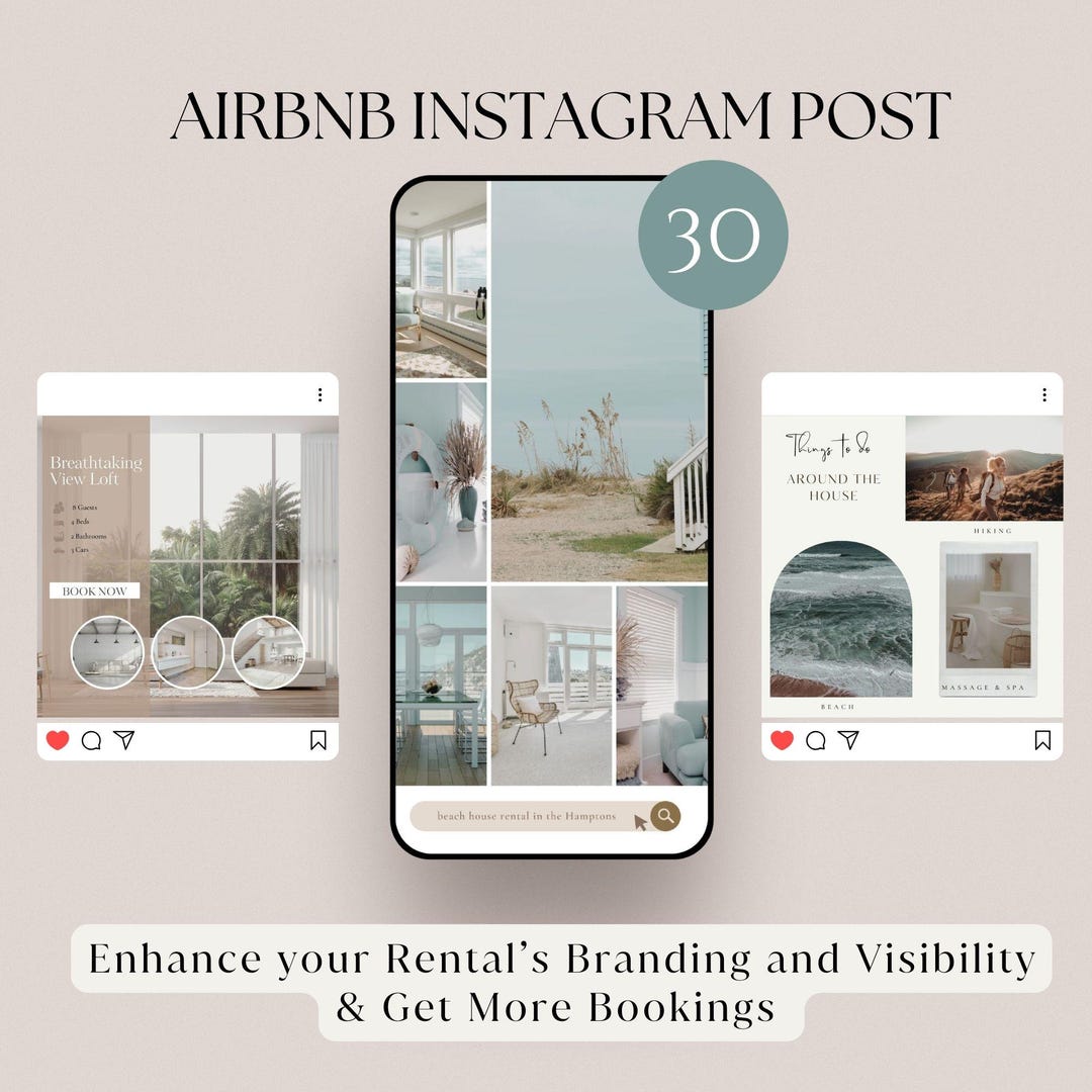 Airbnb Instagram Post Template for Short Term Rental Host Branding for ...