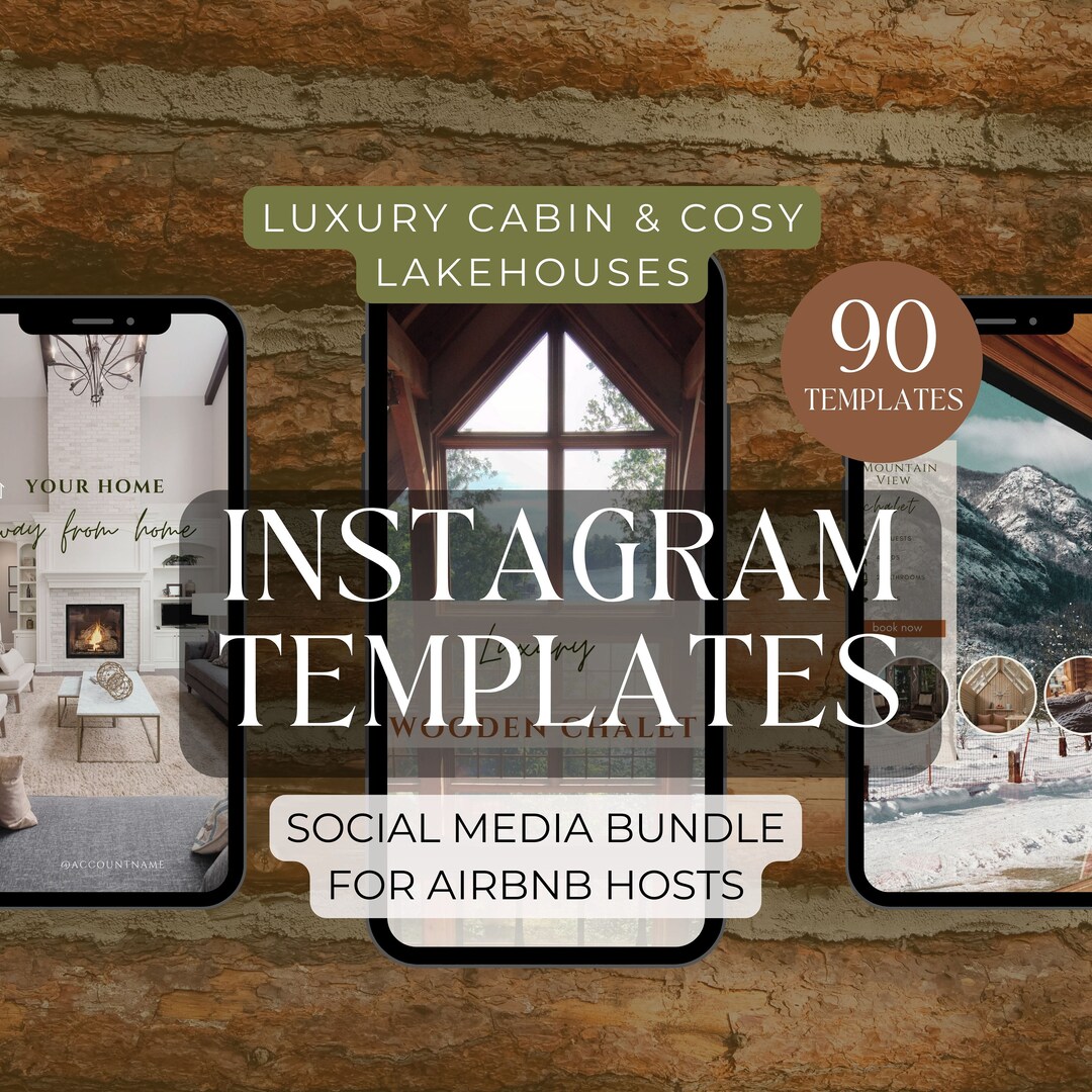 Airbnb Instagram Template for Luxury Cabin Social Media Marketing for ...