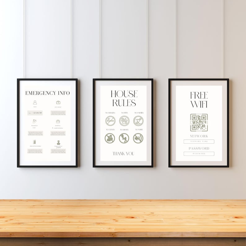 Airbnb Sign Template for Host Custom Welcome Sign for Guest Information ...