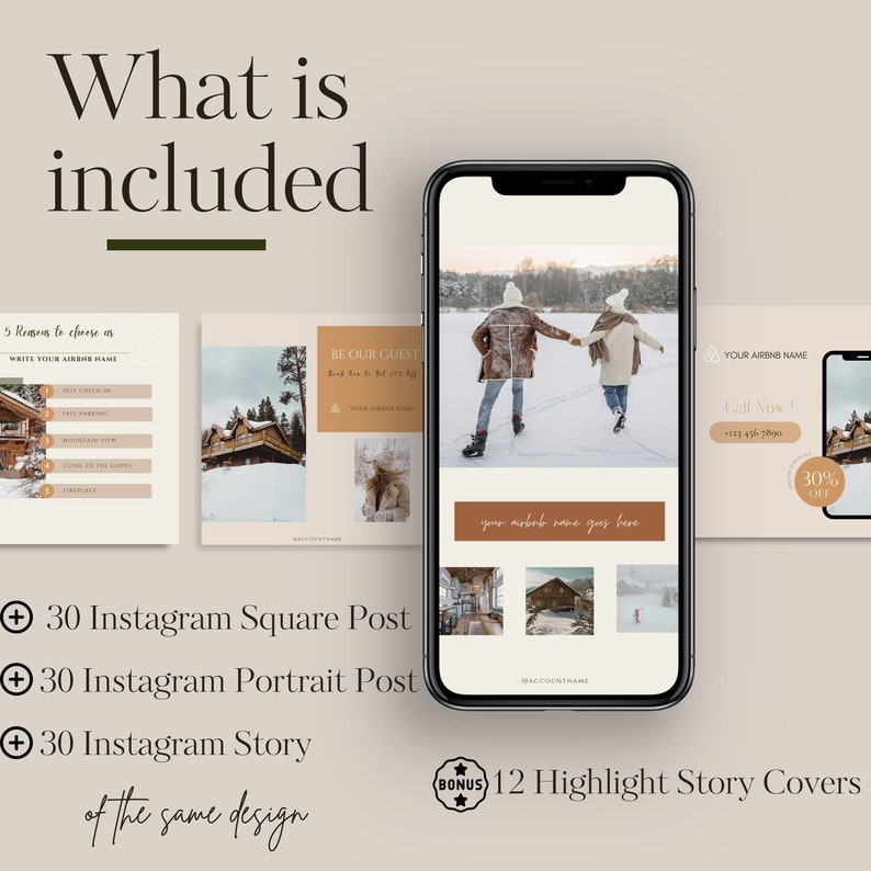 Luxury Cabin Instagram Templates | Lake House Social Media (canva) - Etsy