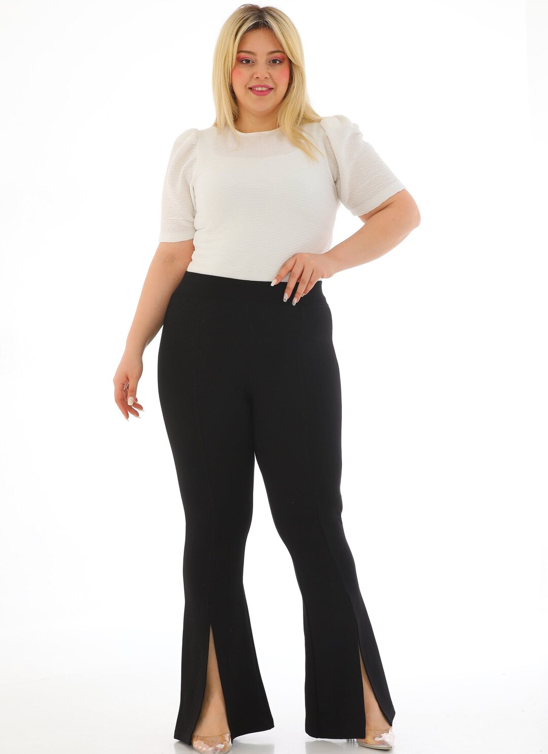 Women's Plus Size High Waist Slit Spanish Leggings Pants - Etsy