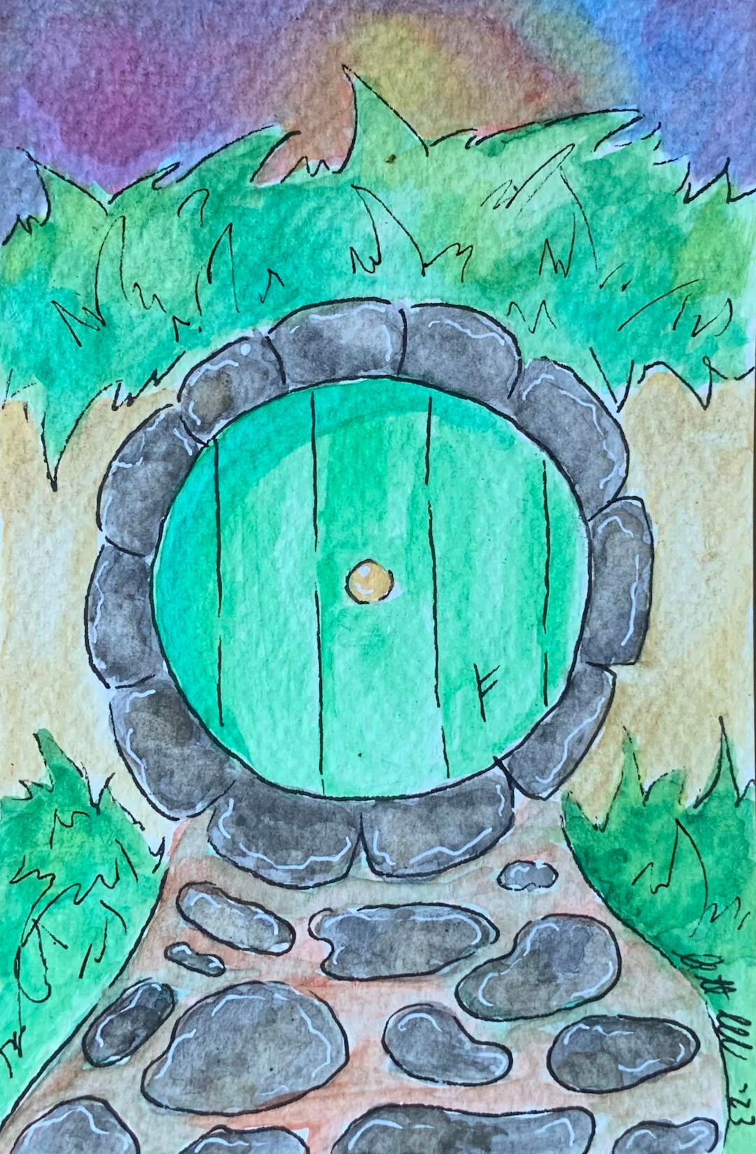 Bag End Hobbit Hole Door Watercolor Print - Etsy