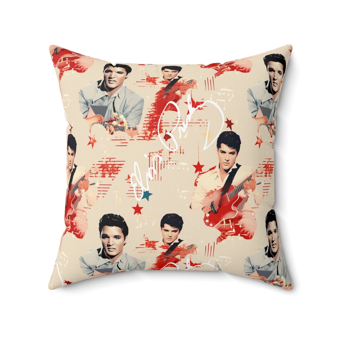 Elvis Presley Pattern Signature Spun Polyester Square Pillow - Etsy