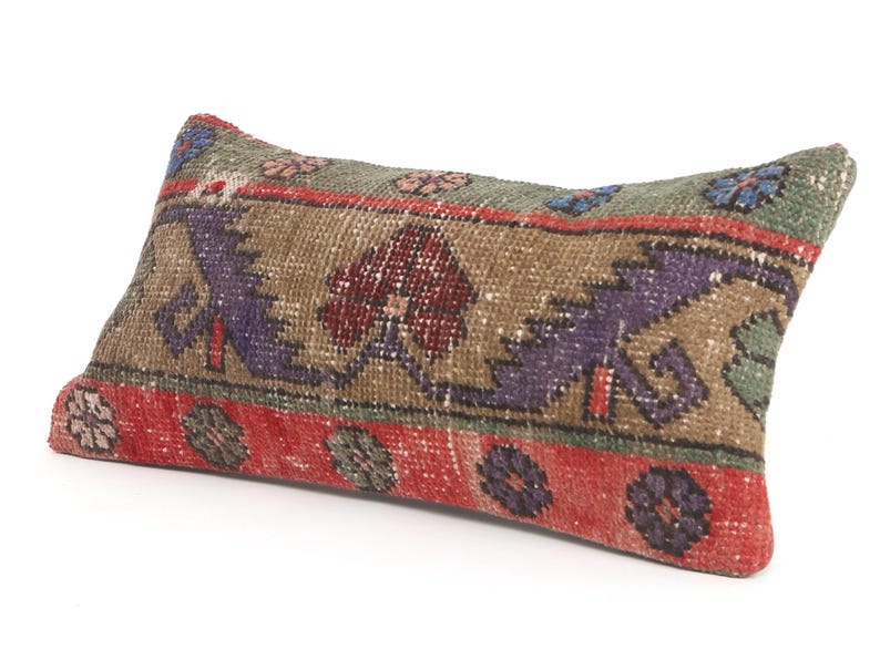 Turkish Throw Pillow, 10x20 Turkish Kilim Pillow, Bohemian Kilim Rug ...
