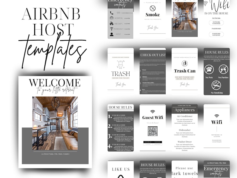 Airbnb Signs Airbnb Printable Signs Airbnb Host Bundle Airbnb Template ...