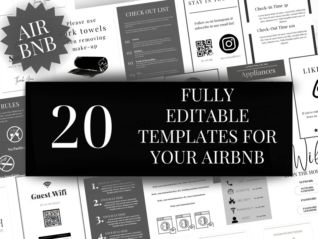 Airbnb Signs Airbnb Printable Signs Airbnb Host Bundle Airbnb Template ...