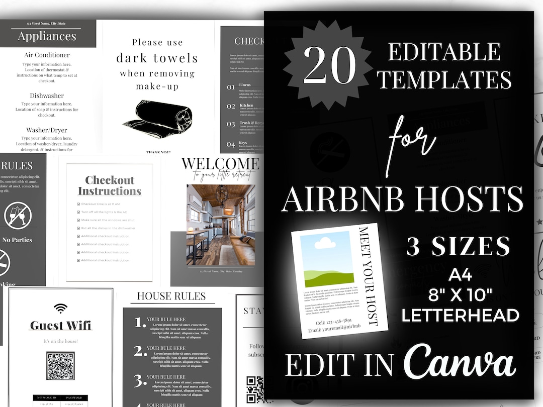 Airbnb Signs Airbnb Printable Signs Airbnb Host Bundle Airbnb Template ...