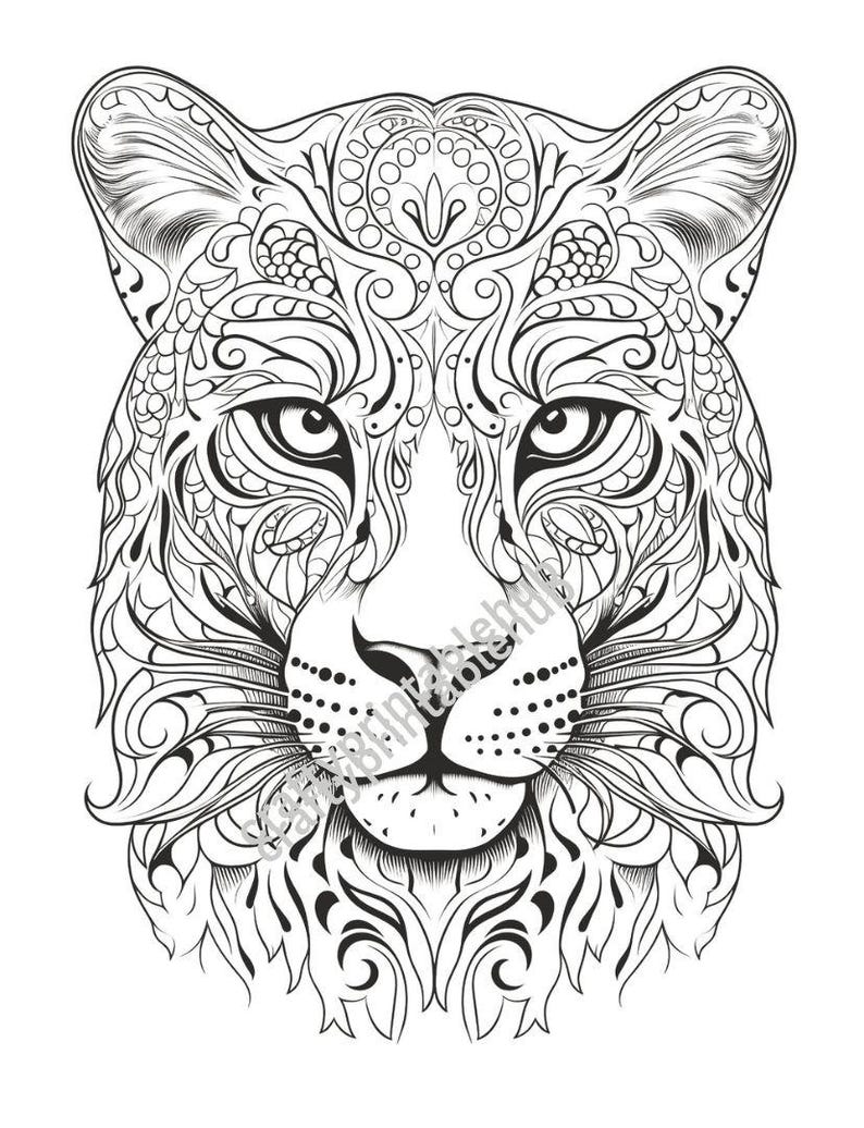 Mandala Coloring Pages Printable-lion Mandala Design, Boho Lion Art ...