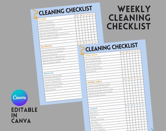 Editable Cleaning Checklist Bundle: Daily, Weekly, Deep Clean Planner ...