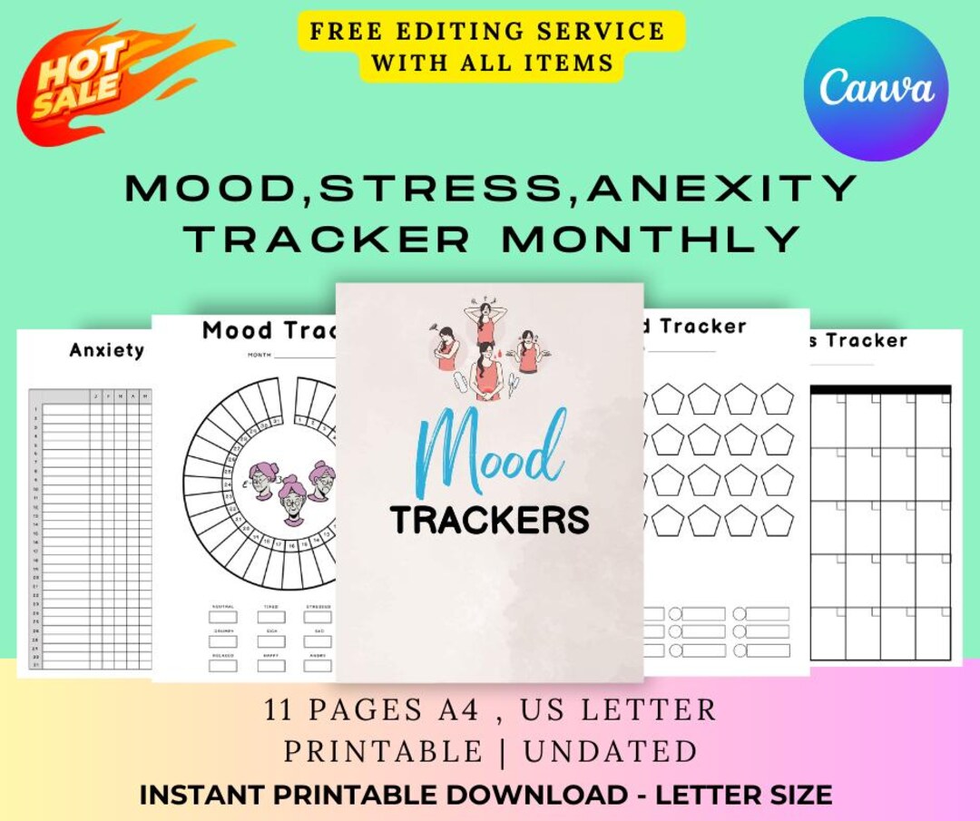 Stress Tracker - PRINTABLE Journal Page - Habit Tracker - Anxiety ...