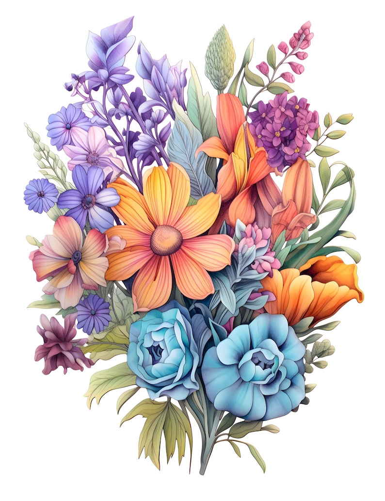 50 Flower Coloring Pages: Relaxing Floral Designs Mindfulness Adult ...