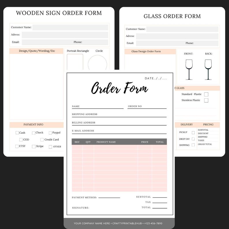 Order Form Bundle | Editable Order Forms Bundle, Tshirt, Tumbler, Editable Order Form Template ...
