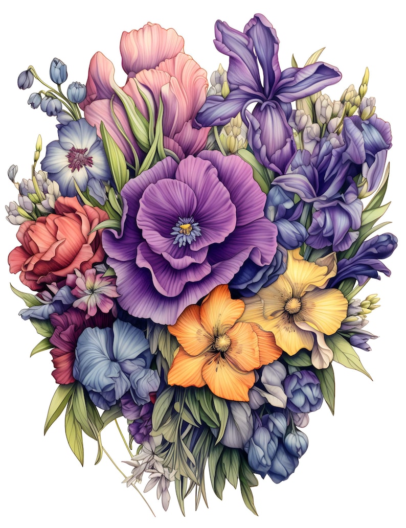 50 Flower Coloring Pages: Relaxing Floral Designs Mindfulness Adult ...