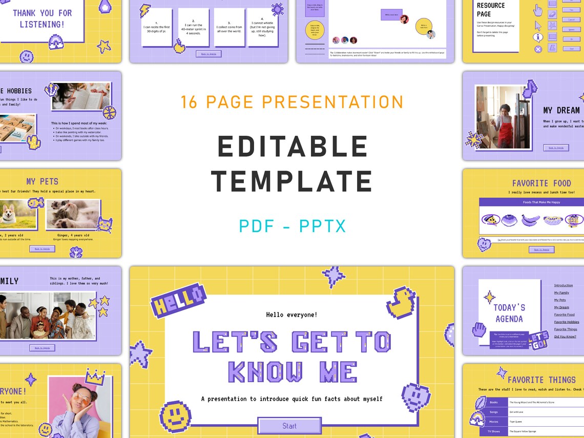 Let's Get to Know Me Editable Powerpoint Presentation Template Showcase ...