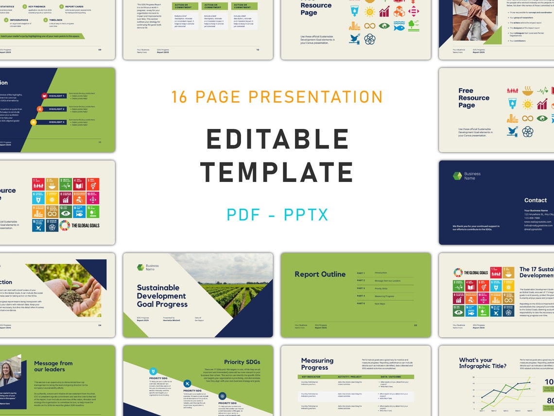 Sustainable Development Goal Progress Editable Powerpoint Template ...