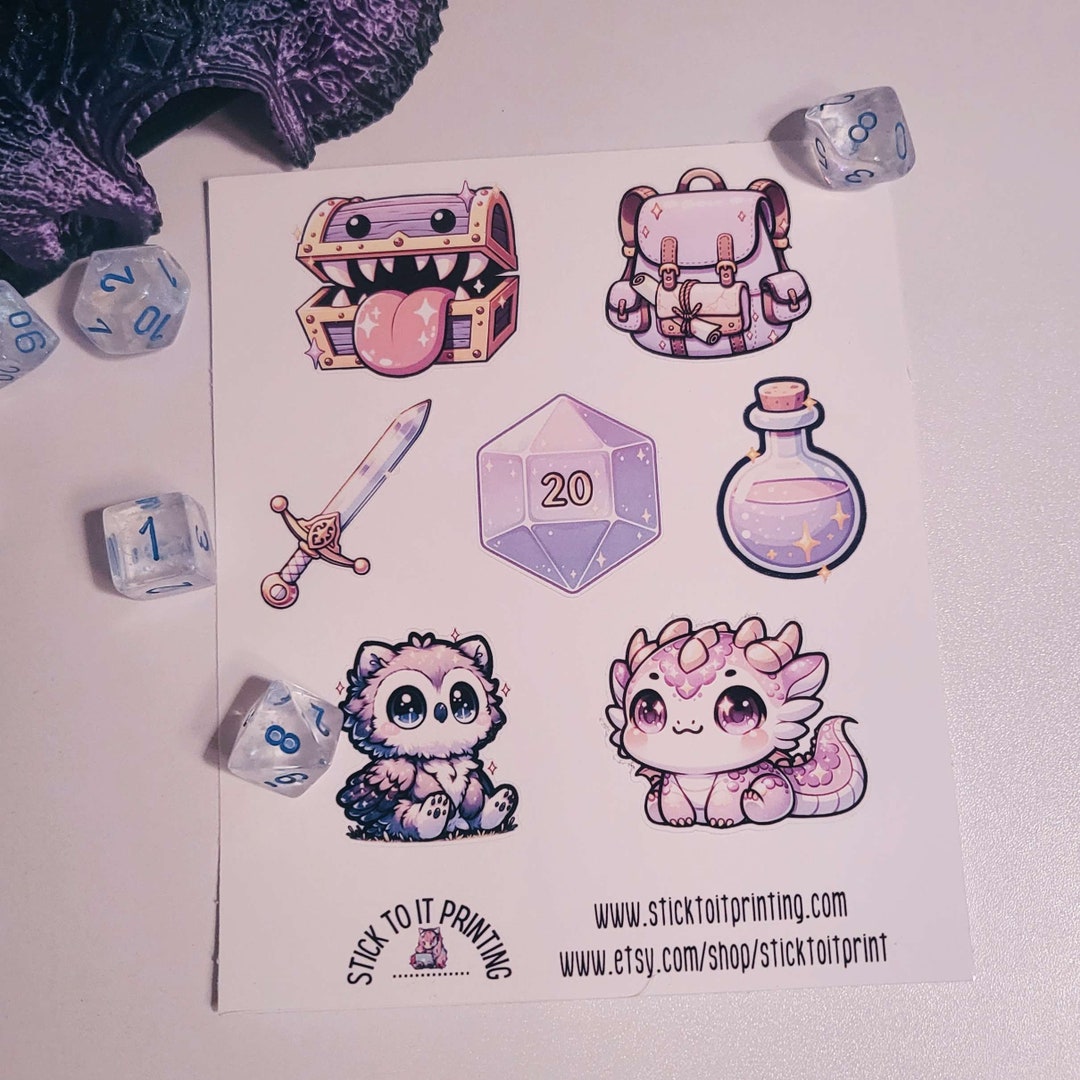 Kawaii Dungeons & Dragons Sticker Sheet Cute Stickers, Unique TTRPG ...