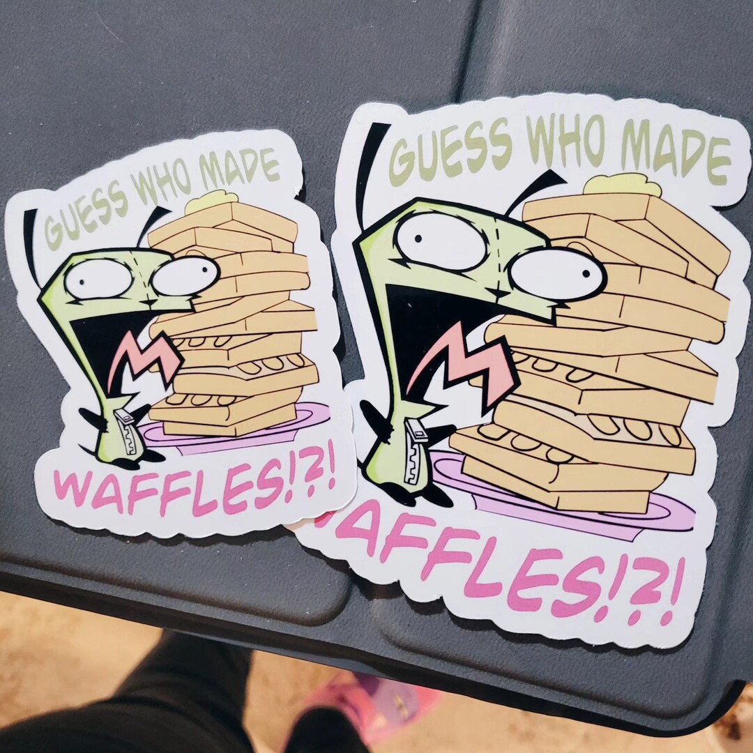 Gir "who Made Waffles?!" Invader Zim Fanart Sticker - Etsy