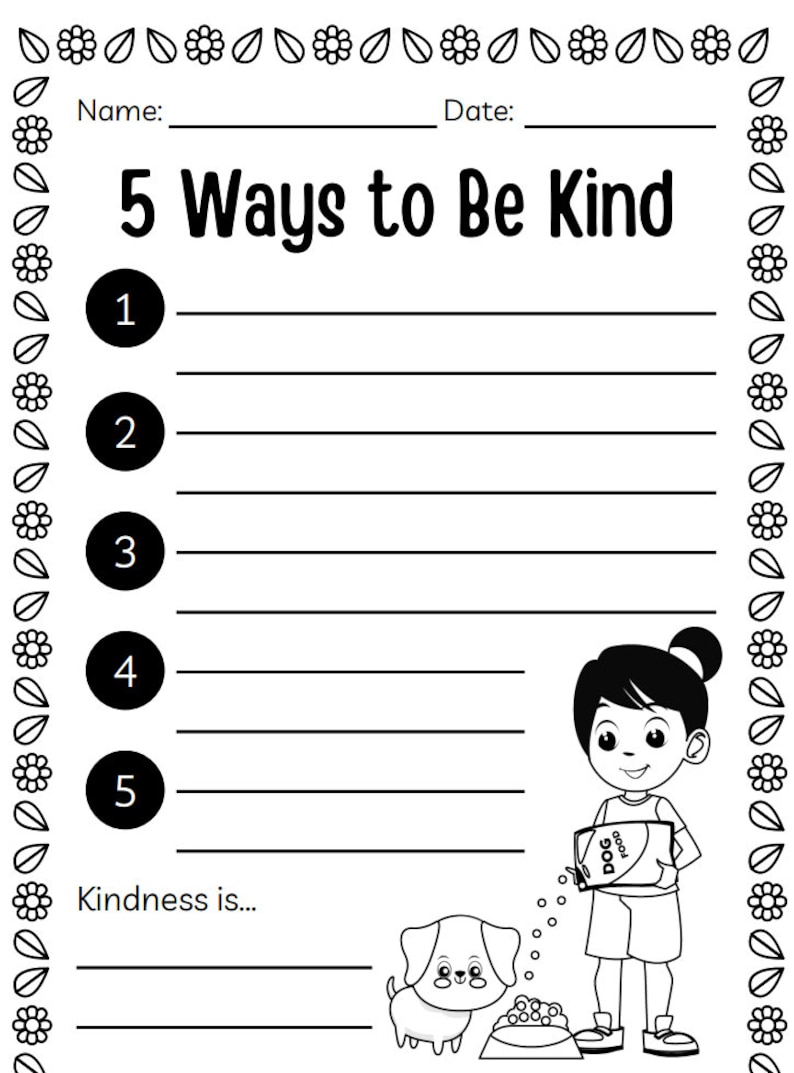 5 Ways to Be Kind Worksheet (Download Now) - Etsy 5 Ways to Be Kind Worksheet (Download Now) - Etsy