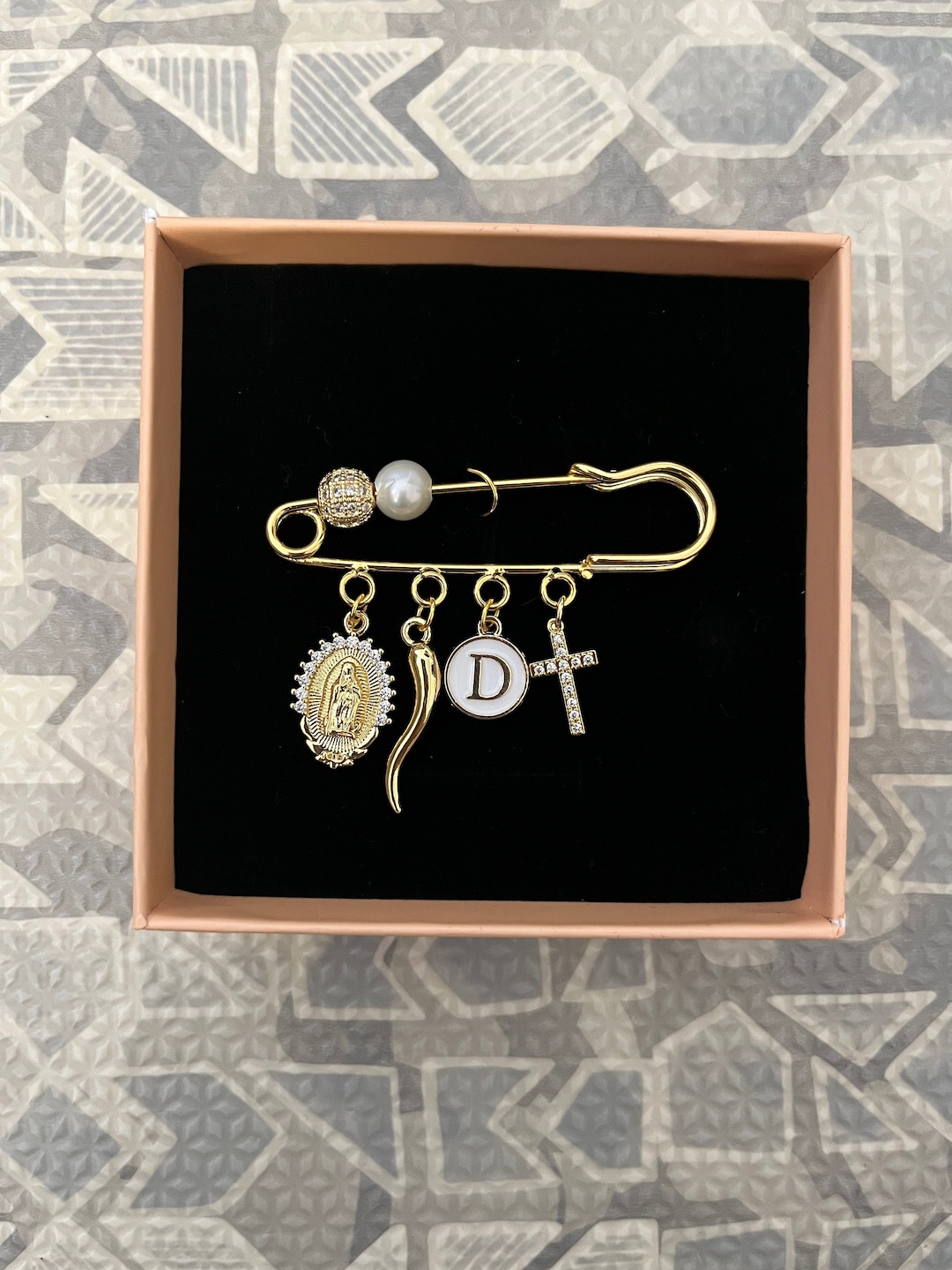 24 K Gold Plated Italian Horn Baby Pin | Pram Pin | Baptism Pin | Baby Keepsake | Baby Shower ...