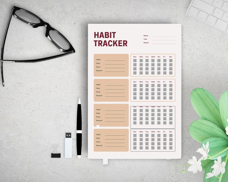 Habit Tracker | Printable Habit Tracker - Etsy