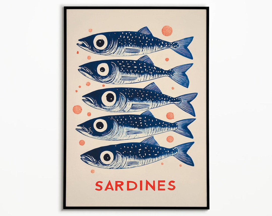 Sardine Poster, Sardines Print, Vintage Food Print, Kitchen Art, Dining ...