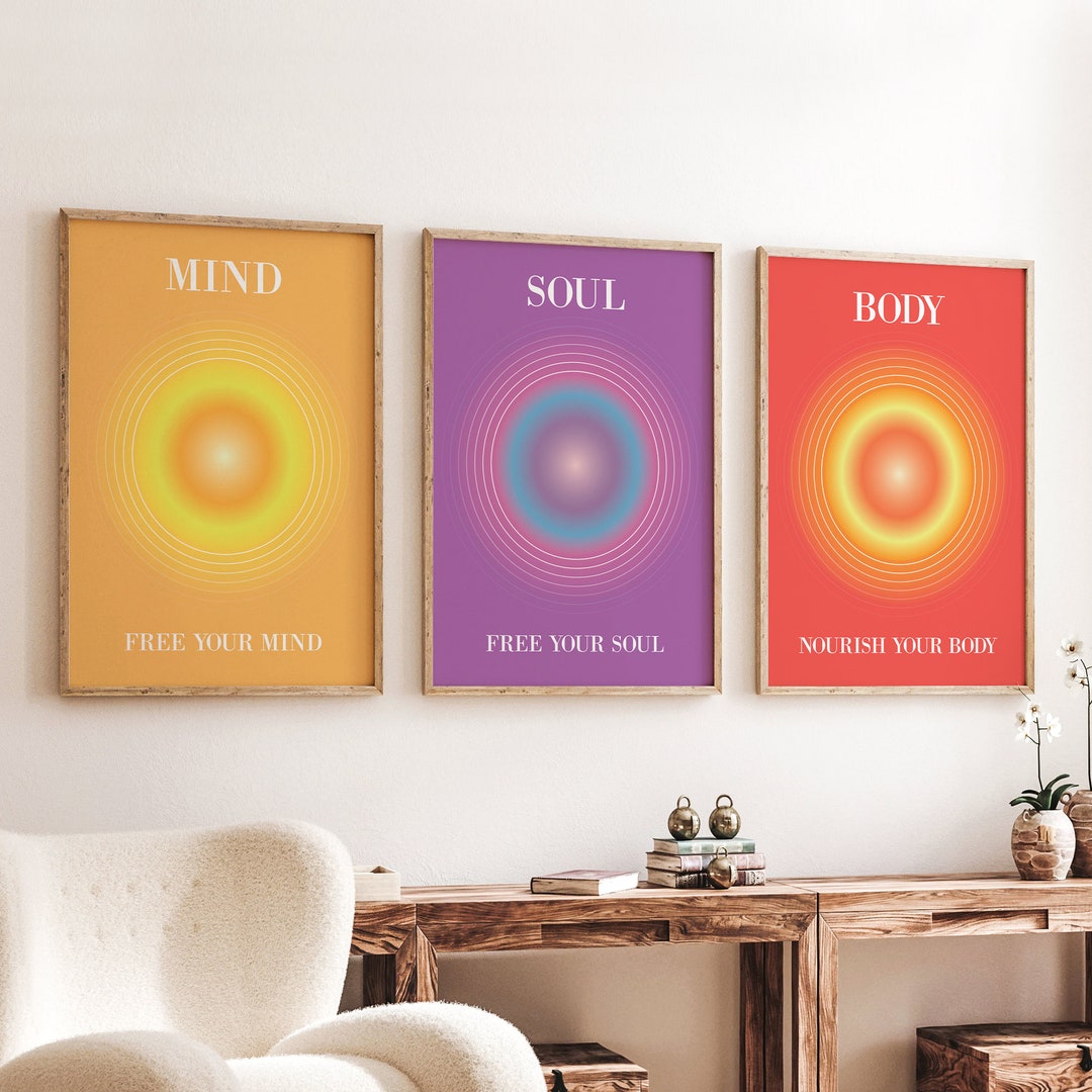 Spiritual Aura Art Prints: Mind, Body, Soul - Set of 3 - Etsy