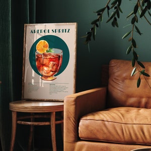 Aperol Spritz Print, Trendy Cocktail Art, Kitchen Wall Decor, Bar Cart ...