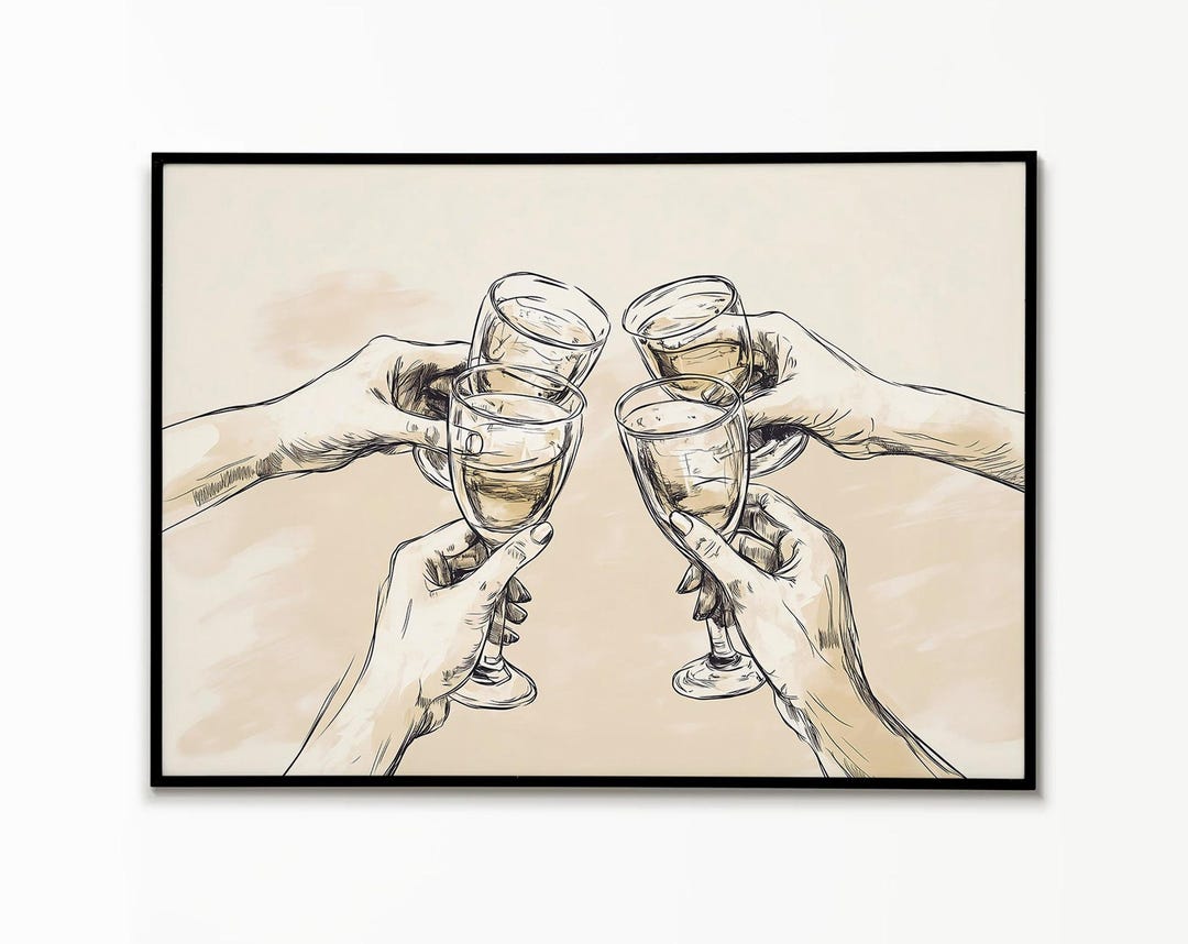 Cheers Wine Glasses Art Print: Modern Bar Decor - Etsy