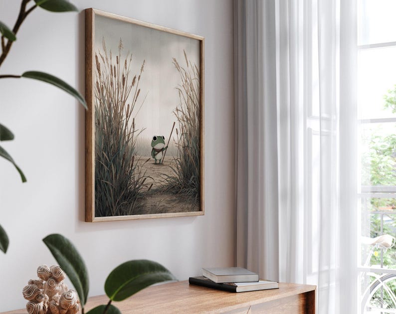 Frog Traveler Print, Moody Cottagecore Animal Art, Quirky Wall Decor - Etsy